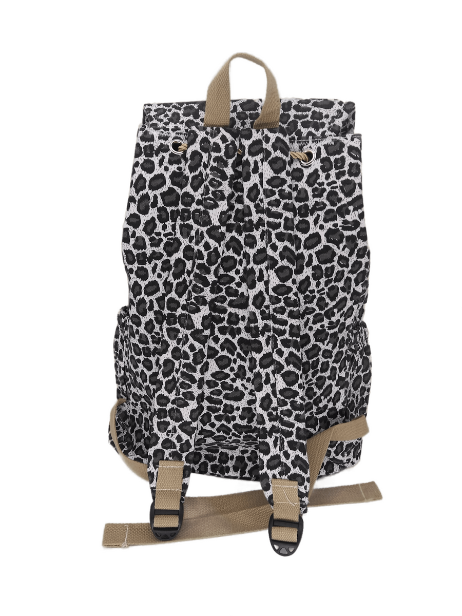 Bravo! Backpack Rucksack Drawstring (Animal, Gray Leopard) – Backpack LA