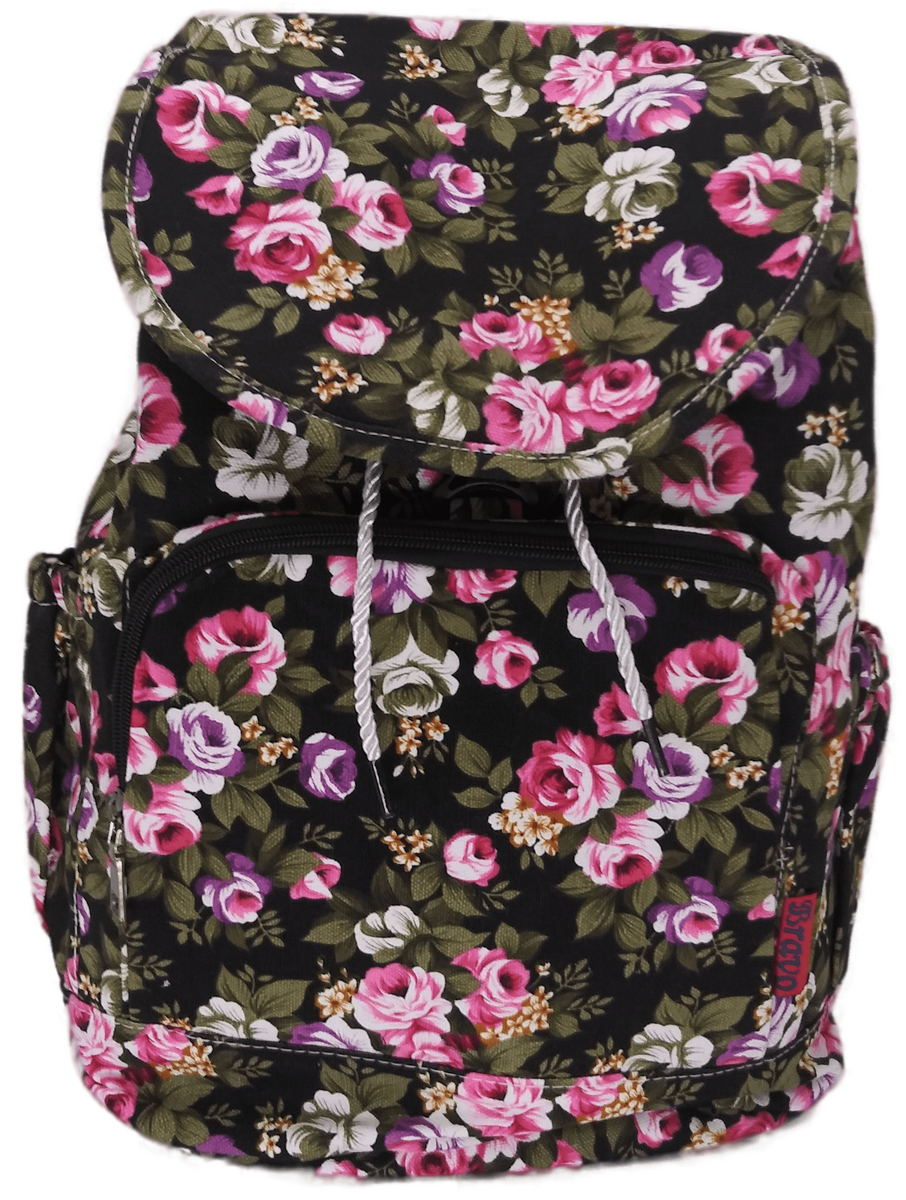 Bravo! Backpack Rucksack Drawstring (Rose, Black) – Backpack LA