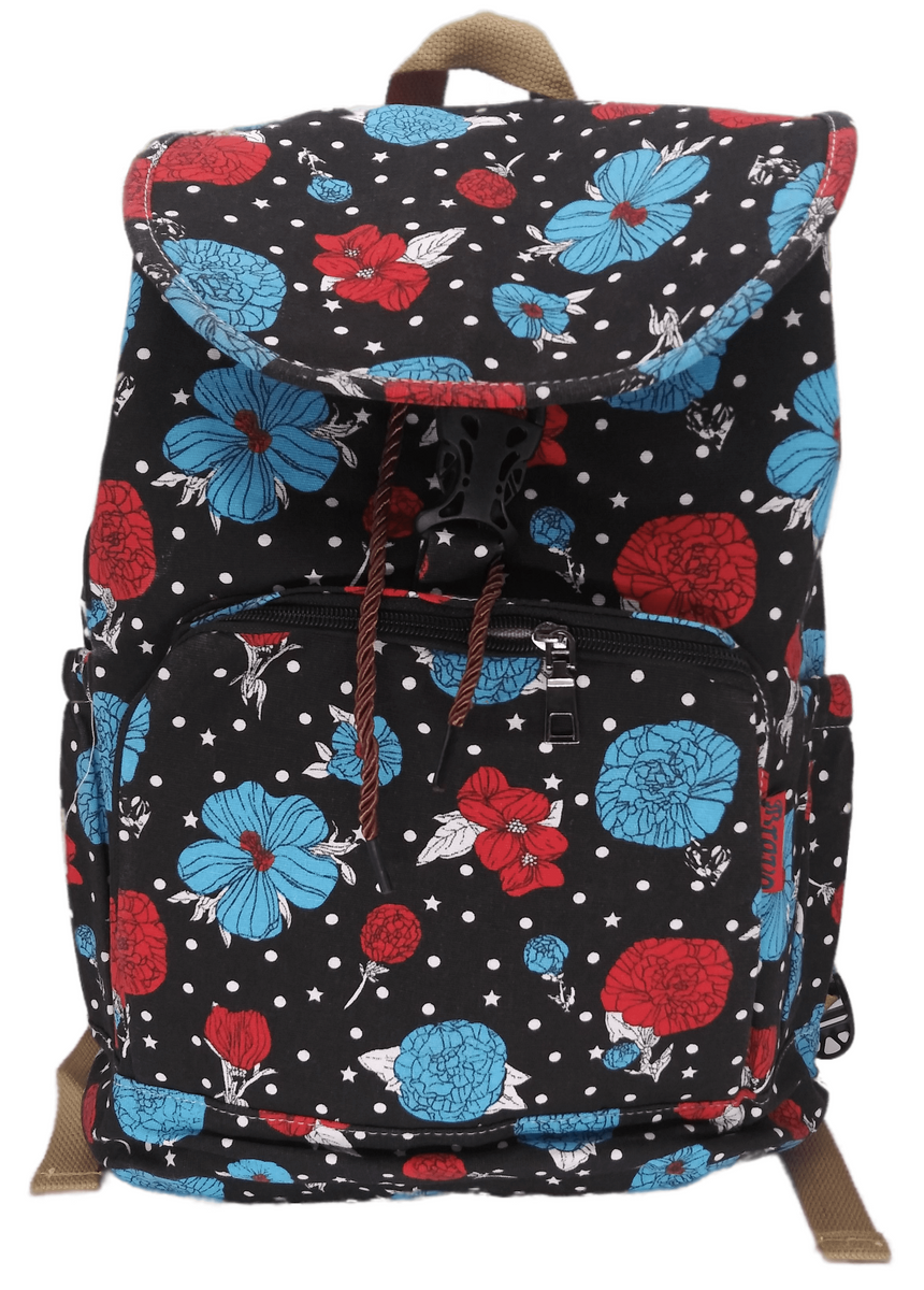 Bravo! Backpack Rucksack Drawstring (Water floral, Black 2) – Backpack LA
