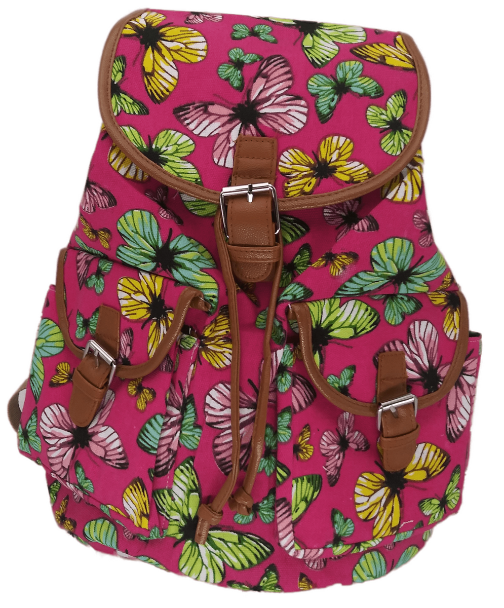 Bravo! Backpack Rucksack Drawstring (Butterfly, Hot Pink 2) – Backpack LA