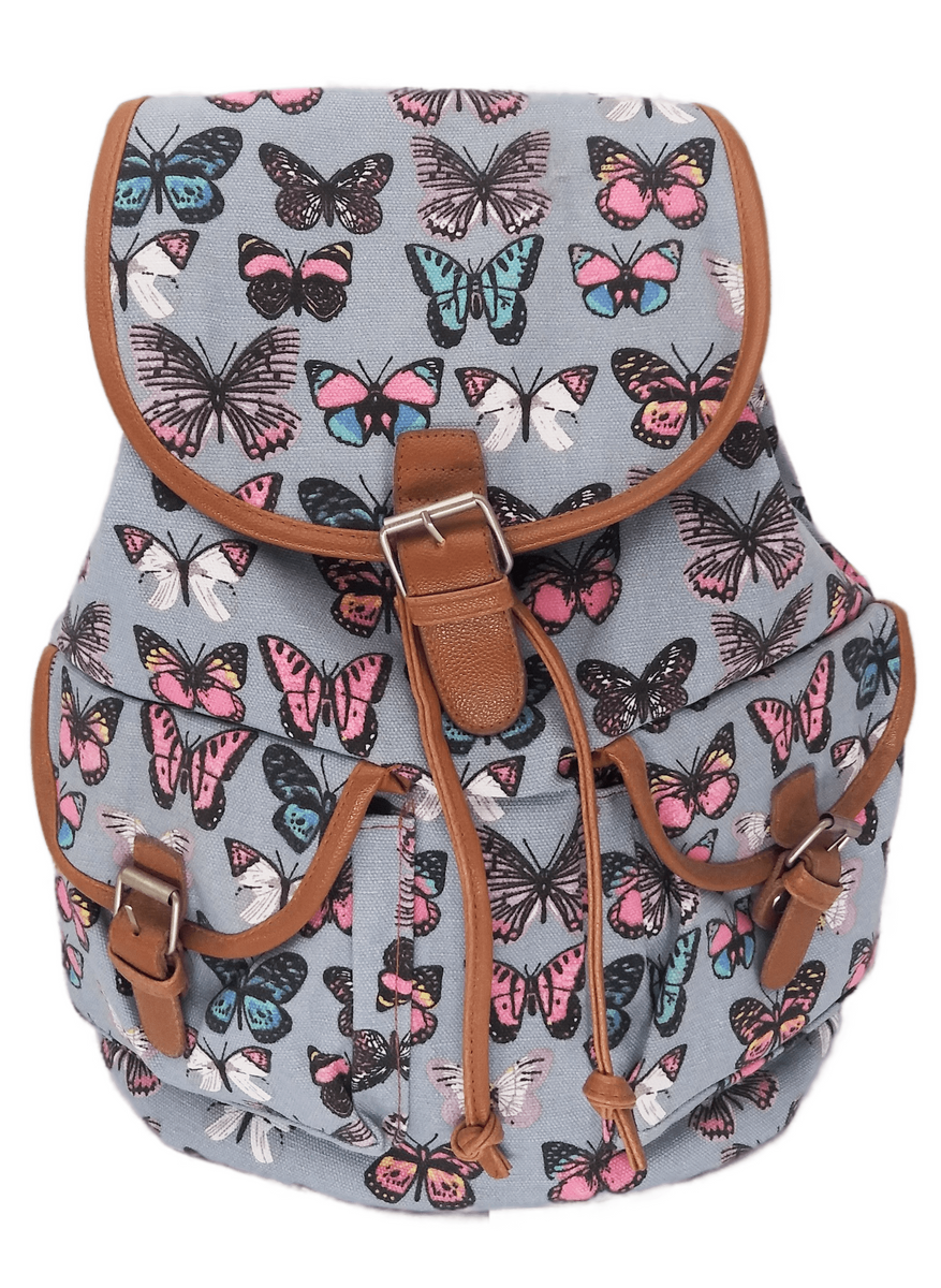 Bravo! Backpack Rucksack Drawstring (Butterfly, Gray) – Backpack LA